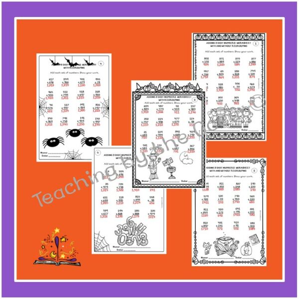 Adding 3 Digit Numbers Worksheets - Halloween Themed - Made By Teachers