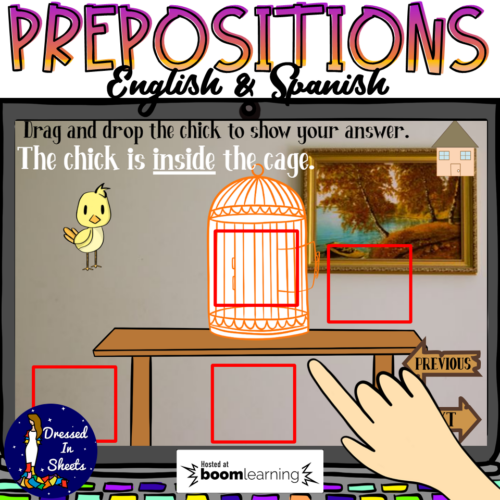 Prepositions in English and Spanish BOOM Cards Distance Learning - Made ...
