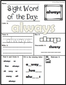 Sight Word of the Day - Dolch Second Grade List | Made By Teachers