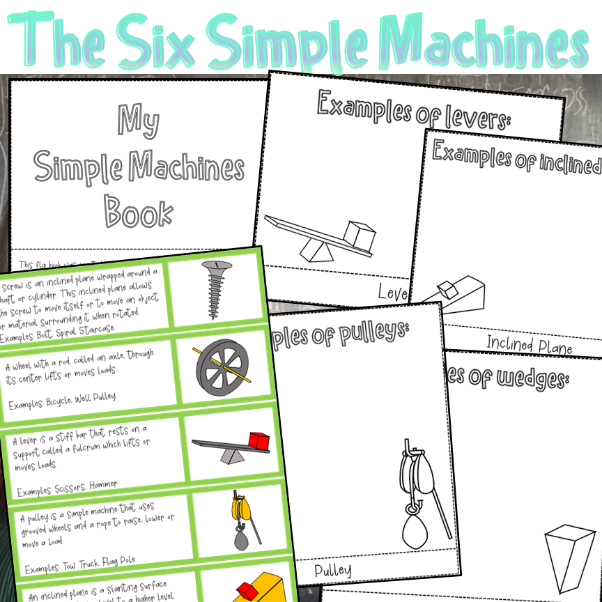 The Six Simple Machines Worksheets Flashcards and Flip Book - Made By ...