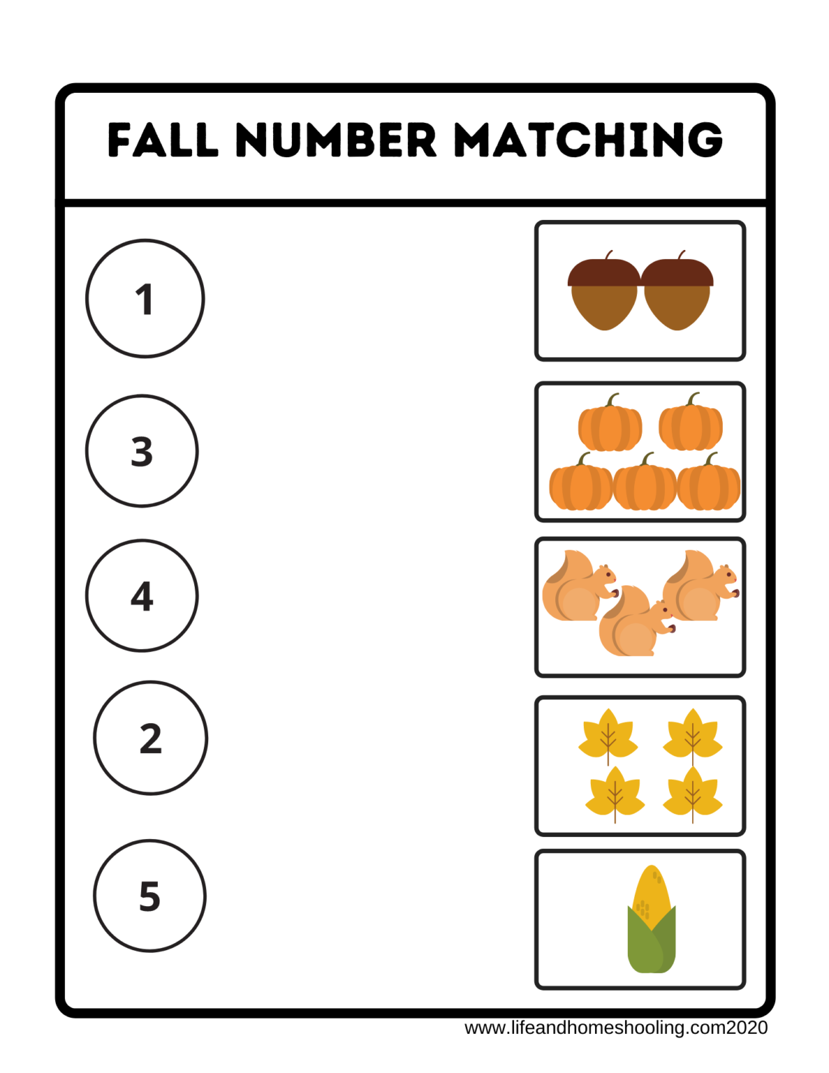 Fall Numbers Matching | Made By Teachers