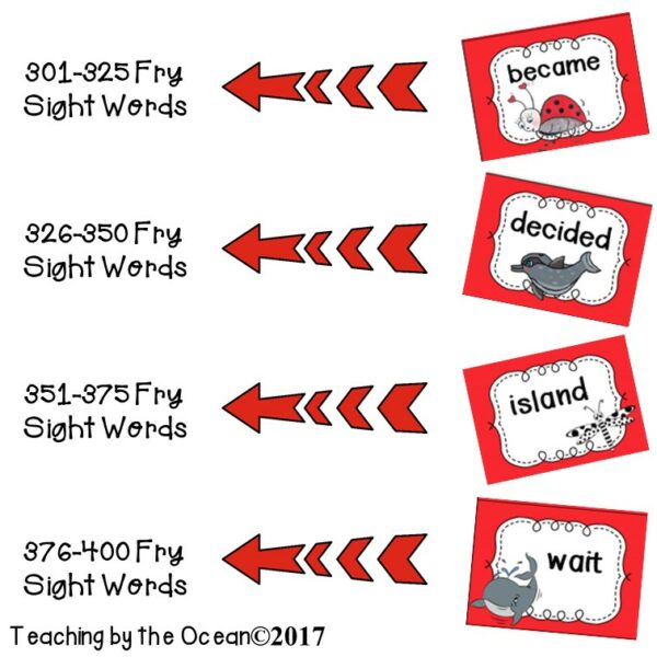 Fry's Sight Words Cards - Animals Themed (fifth hundred) | Made By Teachers