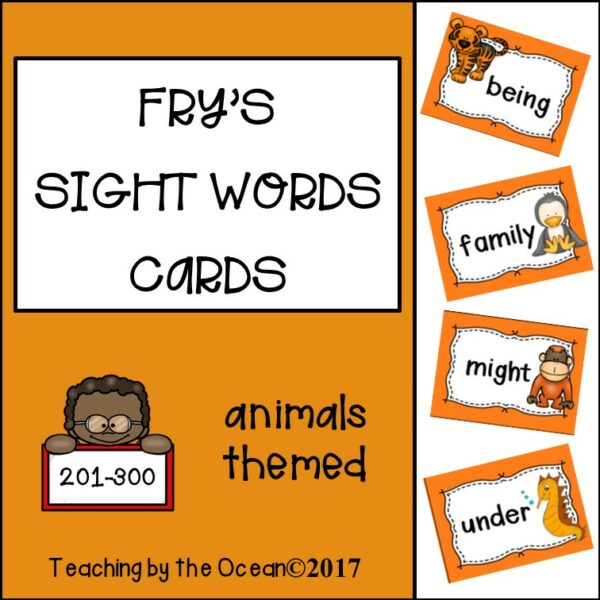 Fry's Sight Words Cards - Animals Themed (third hundred) - Made By Teachers