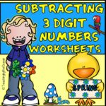 Subtracting 3 Digit Numbers Worksheets - Spring Themed | Made By Teachers
