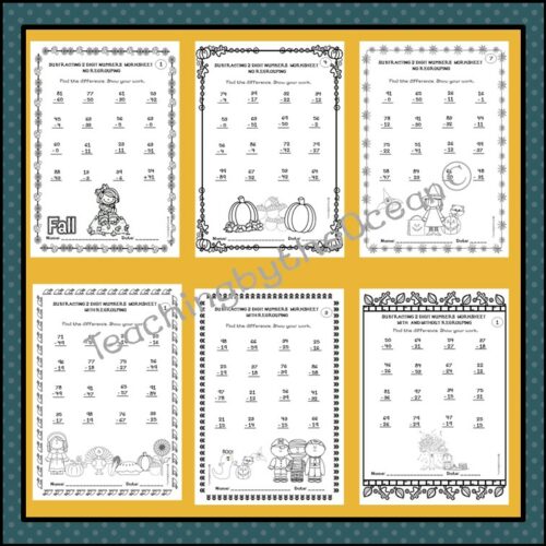 Subtracting 2 Digit Numbers Worksheets – Fall Themed - Made By Teachers