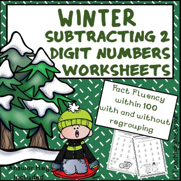Subtracting 2 Digit Numbers Worksheets – Winter / Christmas Themed ...