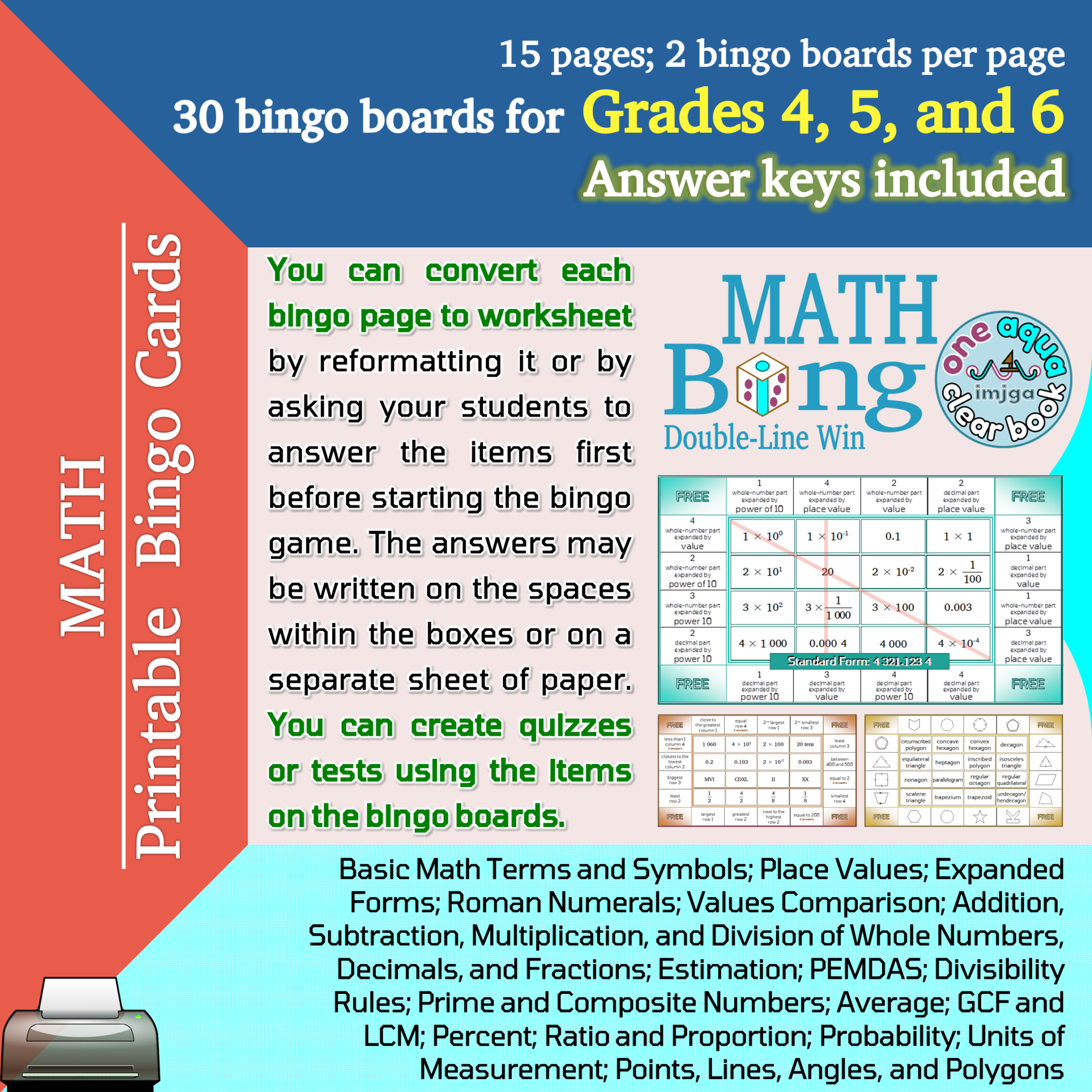 Elementary Math Bingo Games for Grades 2—6 - Made By Teachers