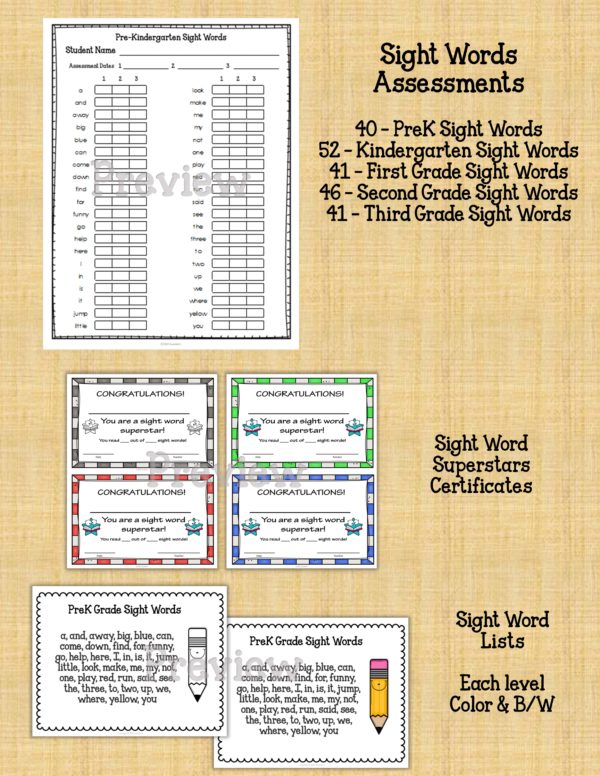 Sight Word Assessments and Certificates - Made By Teachers
