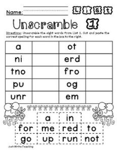 Sight Word Unscramble Cut and Paste Activity Pack - Made By Teachers
