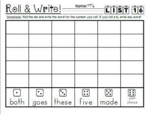 Sight Word Roll and Writes Activity Pack | Made By Teachers