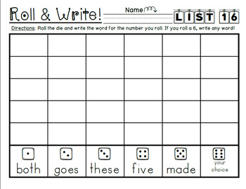 Sight Word Roll and Writes Activity Pack | Made By Teachers