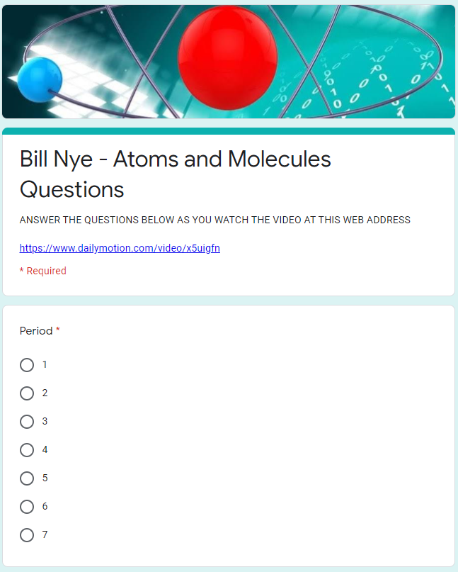 Video Analysis - Bill Nye - Atoms and Molecules Google Form (MS-PS1 ...