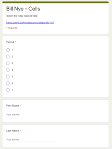 Video Analysis - Bill Nye - Cells (MS-LS1) Google Form AND Doc - Made ...