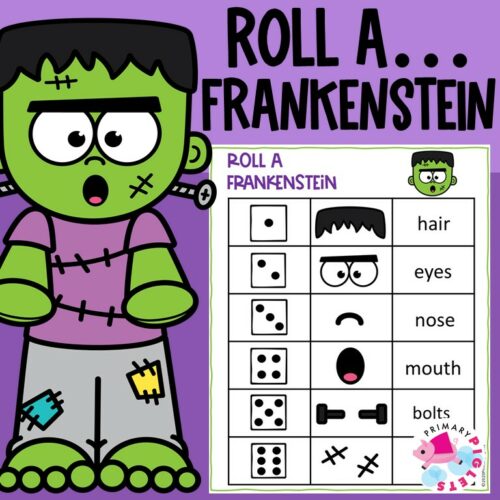 Halloween Math Game Roll and Build Frankenstein - Made By Teachers