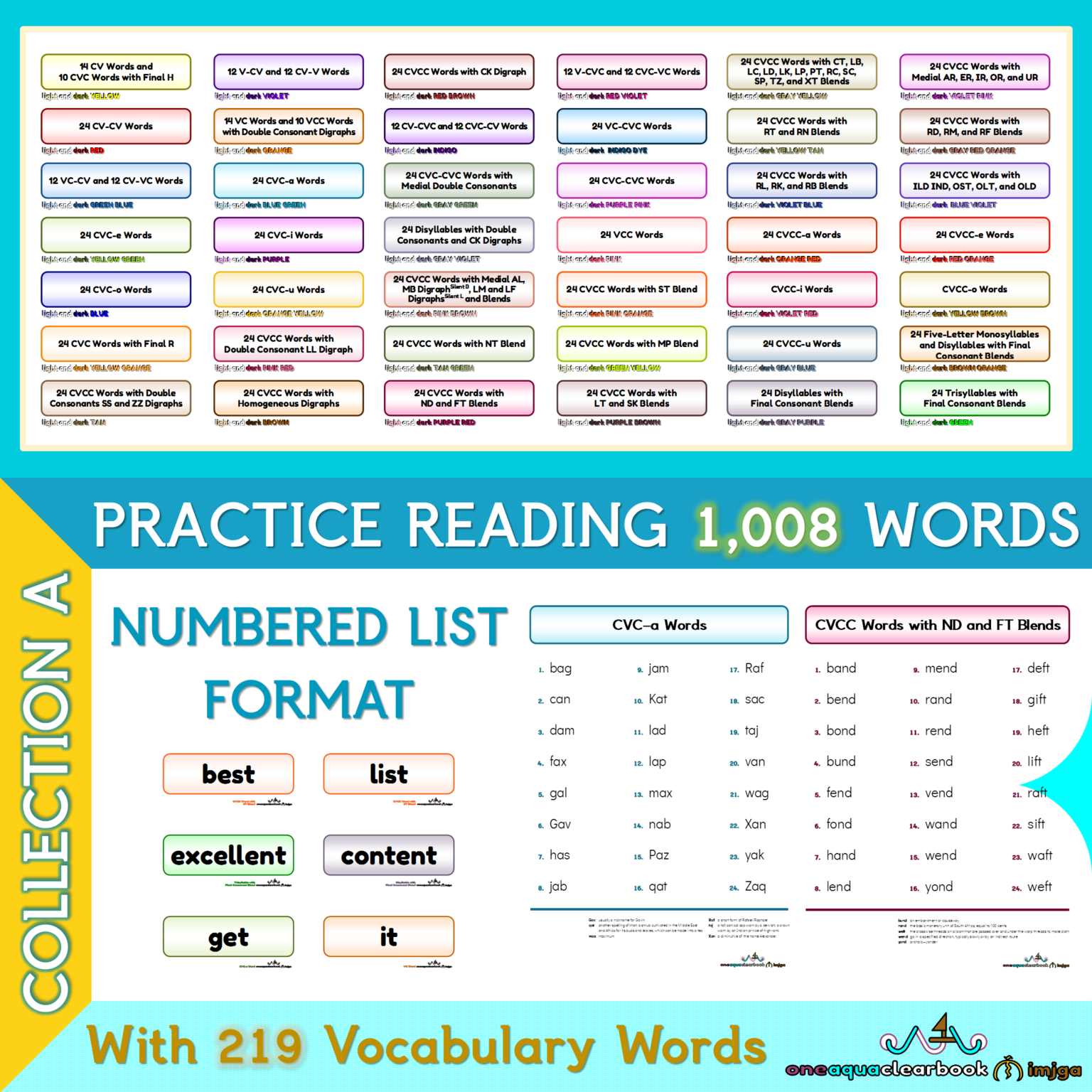Reading Word Lists Collection A (1,008 Words) | Made By Teachers