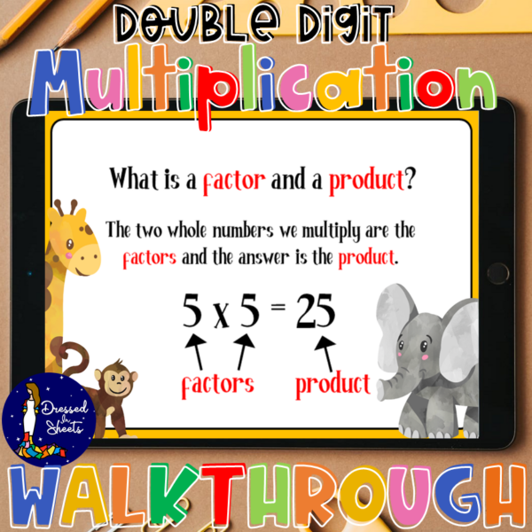 Double Digit Multiplication Walkthrough BOOM Cards | Made By Teachers