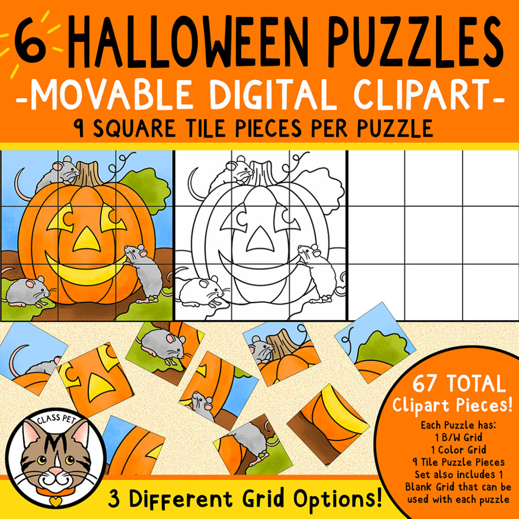Digital Movable Clipart Puzzle Pieces | 6 Halloween Puzzles | Made By ...