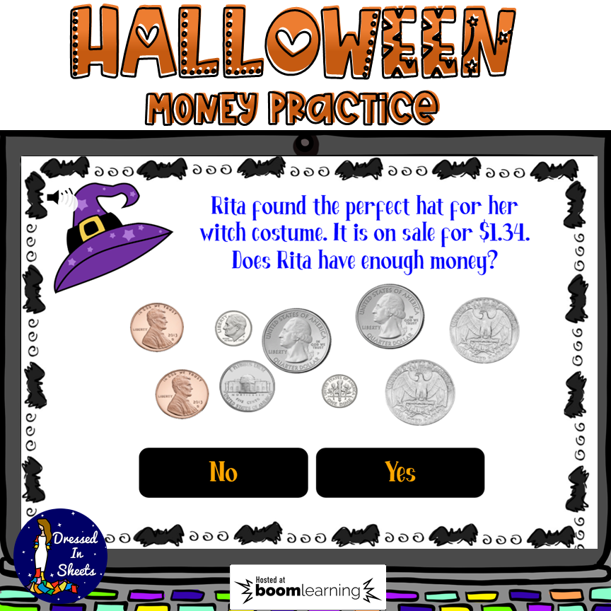 Halloween Money Practice BOOM cards WITH AUDIO | Distance Learning ...