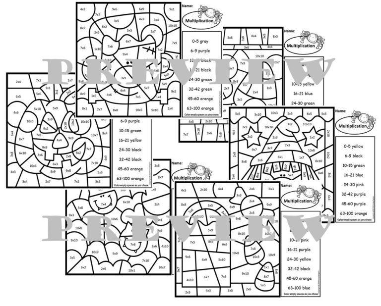 Halloween Multiplication and Division Color by Number Bundle - Made By ...