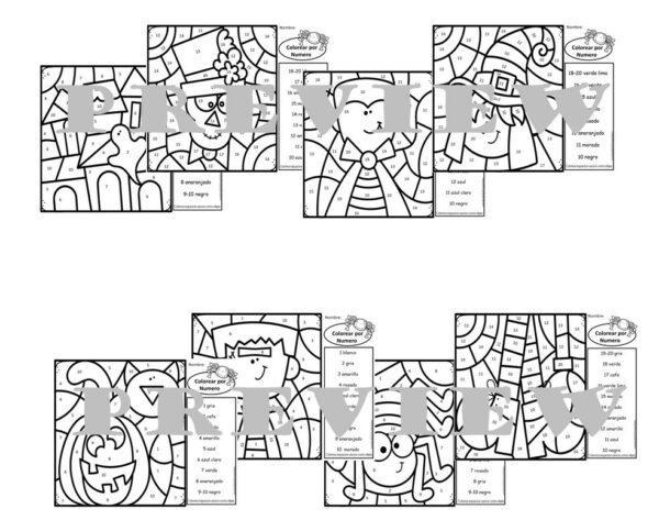 Spanish Halloween Color by Number Addition and Subtraction - Made By ...