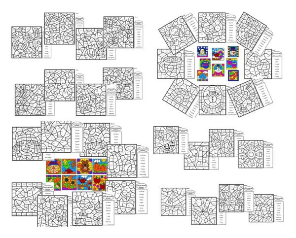 COLOR BY NUMBER DIVISION FACTS | COLOR BY CODE DIVISION | FALL WINTER ...