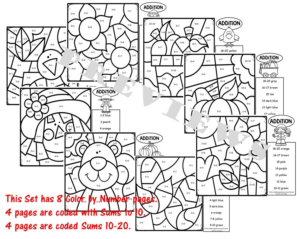 Fall Color by Code Addition and Subtraction | Made By Teachers