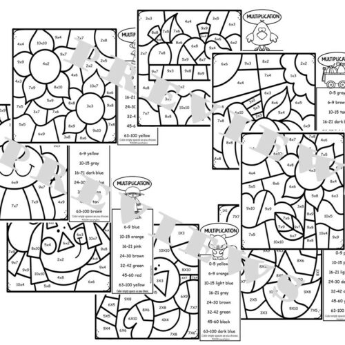 Fall Color by Number Multiplication and Division Bundle - Made By Teachers
