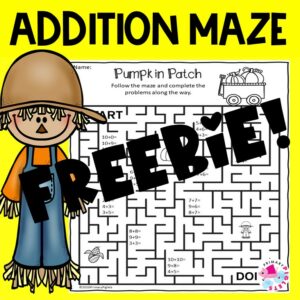 Fall Addition Maze Worksheet FREEBIE - Made By Teachers