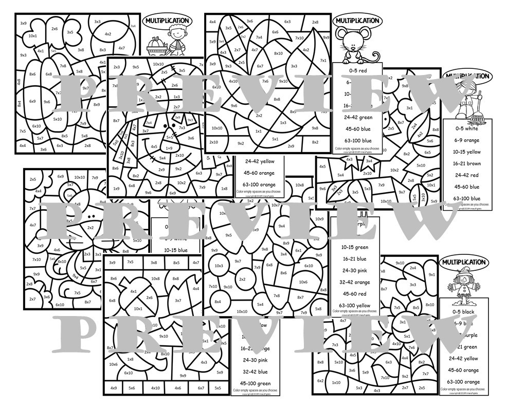 Fall Color by Code Math Facts BUNDLE | Made By Teachers