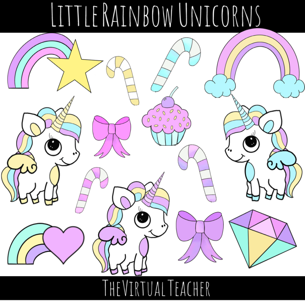 Little Rainbow Unicorns - Clipart | Made By Teachers