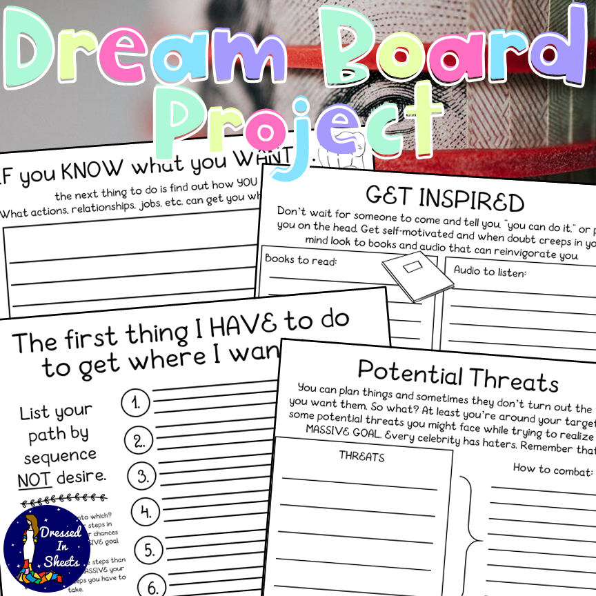 Dream Board Project Printables FOR PRE-TEENS & TEENAGERS | Made By Teachers