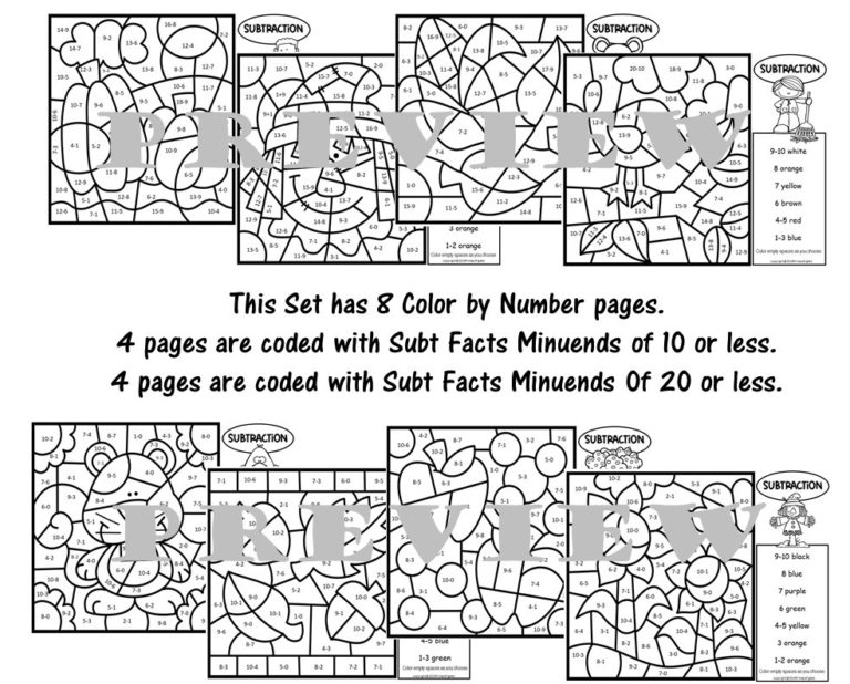 Fall Color by Number Addition Subtraction BUNDLE | Made By Teachers