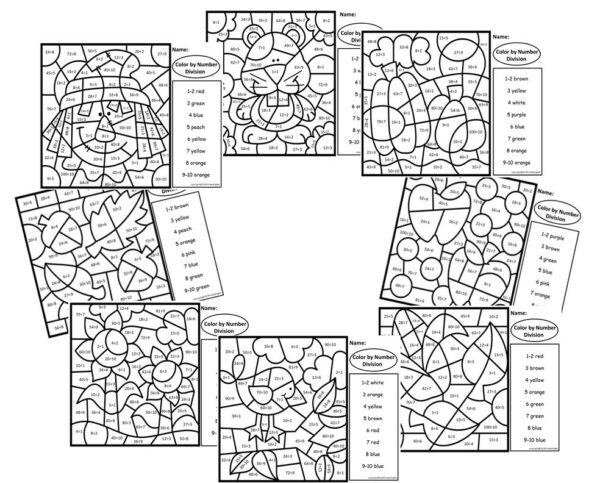 Fall Color by Number Multiplication Division | Made By Teachers
