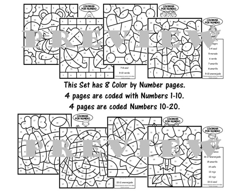 Spanish Fall Color by Number Math Facts BUNDLE | Made By Teachers