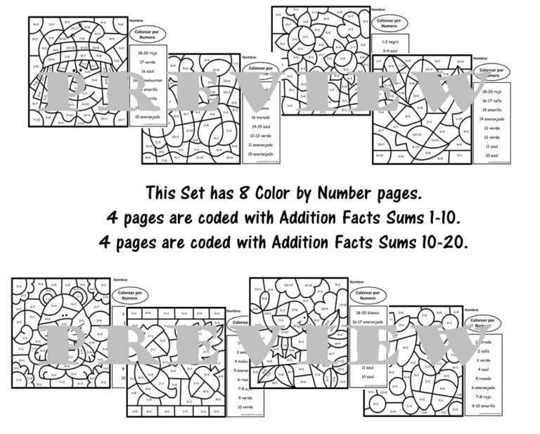 Spanish Fall Color by Number Math Facts BUNDLE | Made By Teachers
