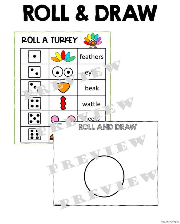 Math Game Roll and Build a Turkey - Made By Teachers
