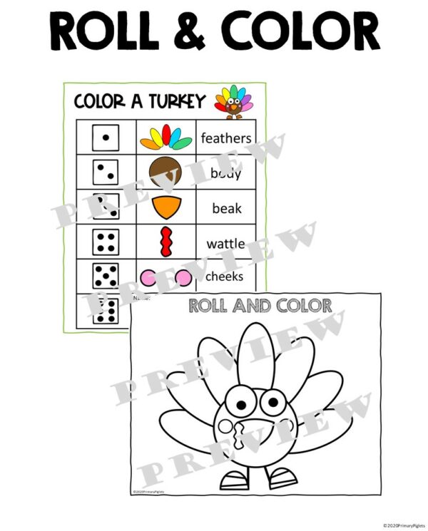 Math Game Roll and Build a Turkey | Made By Teachers