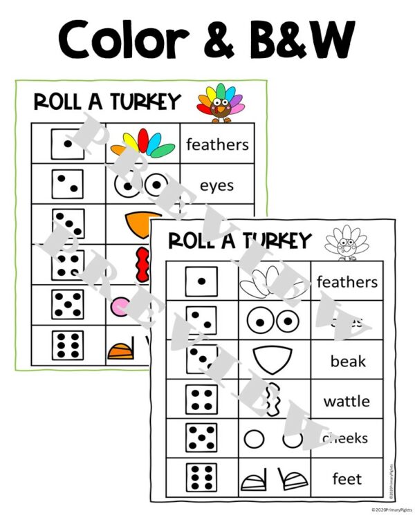 Math Game Roll and Build a Turkey | Made By Teachers