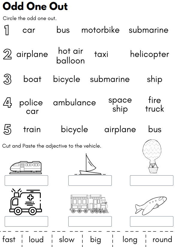 Transport and Vehicles Vocabulary Activity Workbook | Made By Teachers
