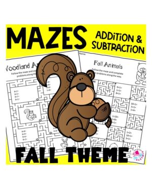 Fall Addition and Subtraction Worksheets MAZES - Made By Teachers