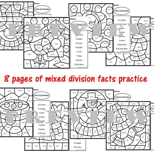 COLOR BY NUMBER MULTIPLICATION AND DIVISION FACTS | COLOR BY CODE ...