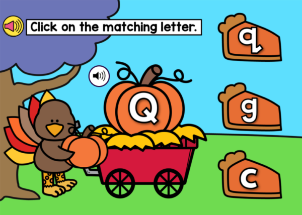 Matching Letters Boom Cards with Audio | Thanksgiving Boom Cards | Made ...