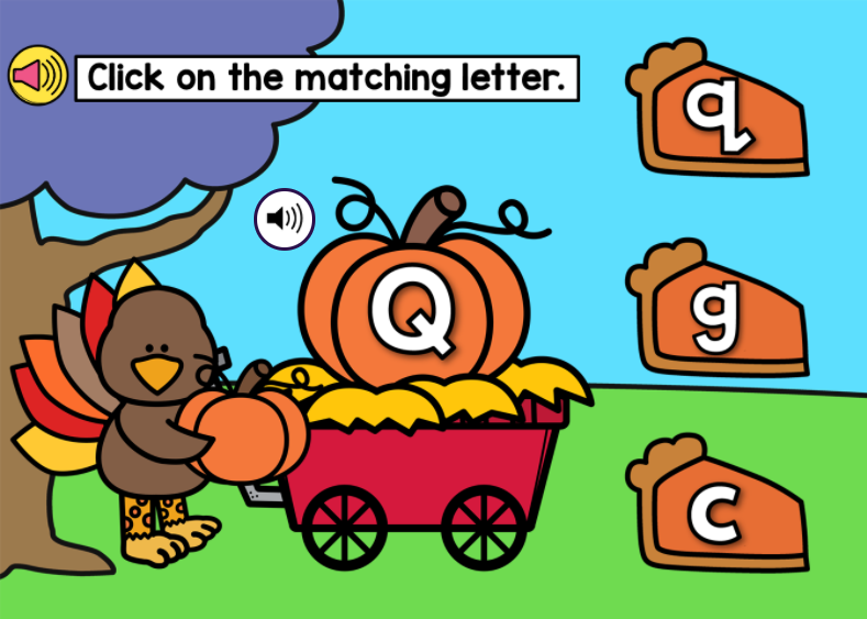 Matching Letters Boom Cards with Audio | Thanksgiving Boom Cards | Made ...