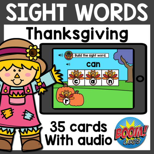 Build Sight Words Boom Cards with Audio | Thanksgiving Boom Cards ...