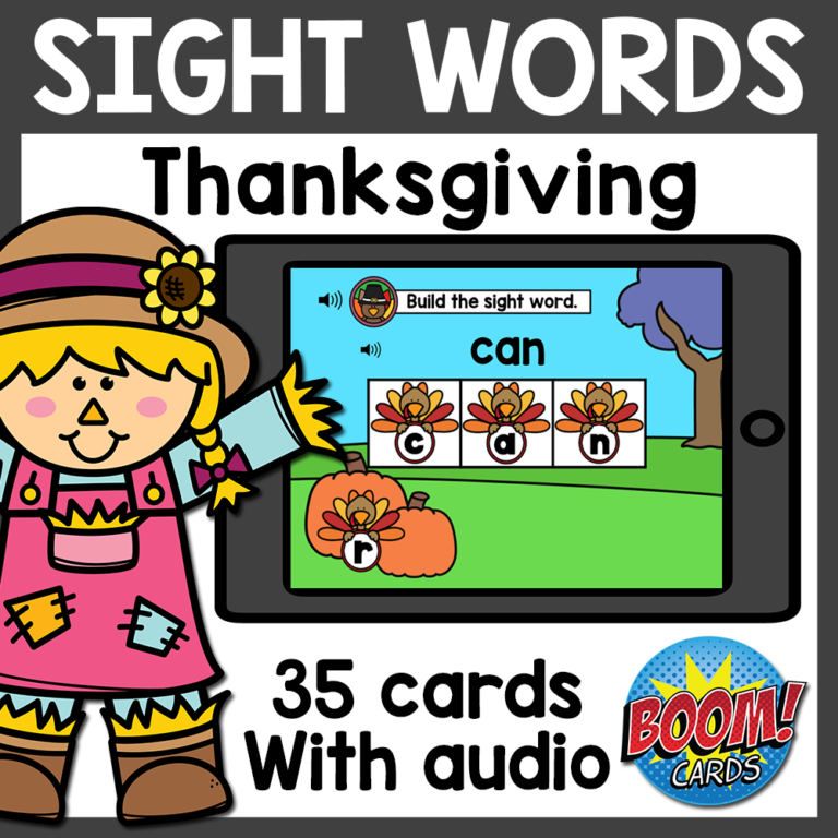 Build Sight Words Boom Cards with Audio | Thanksgiving Boom Cards ...