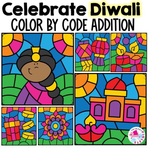 Diwali Color by Number Addition - Made By Teachers