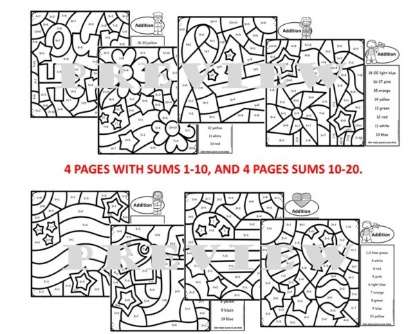Veterans Day Color by Number Addition - Made By Teachers