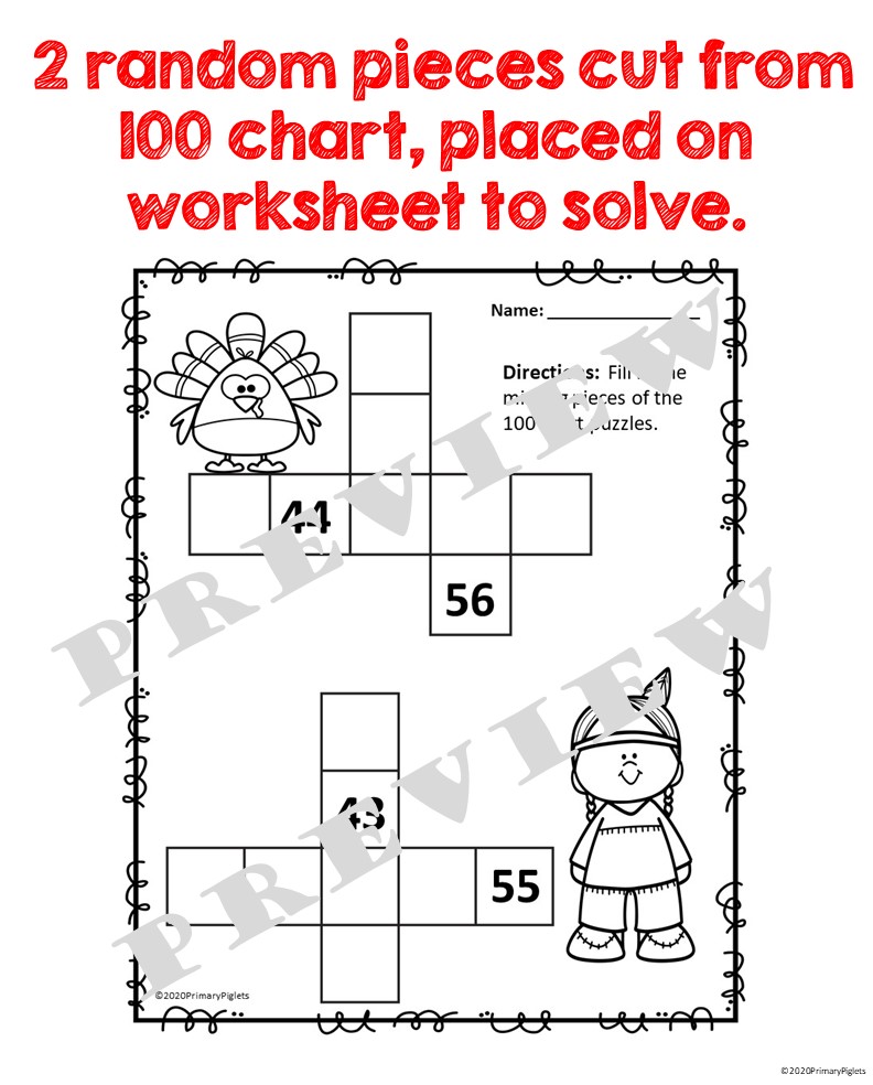 Thanksgiving 100s Charts Worksheets | Made By Teachers