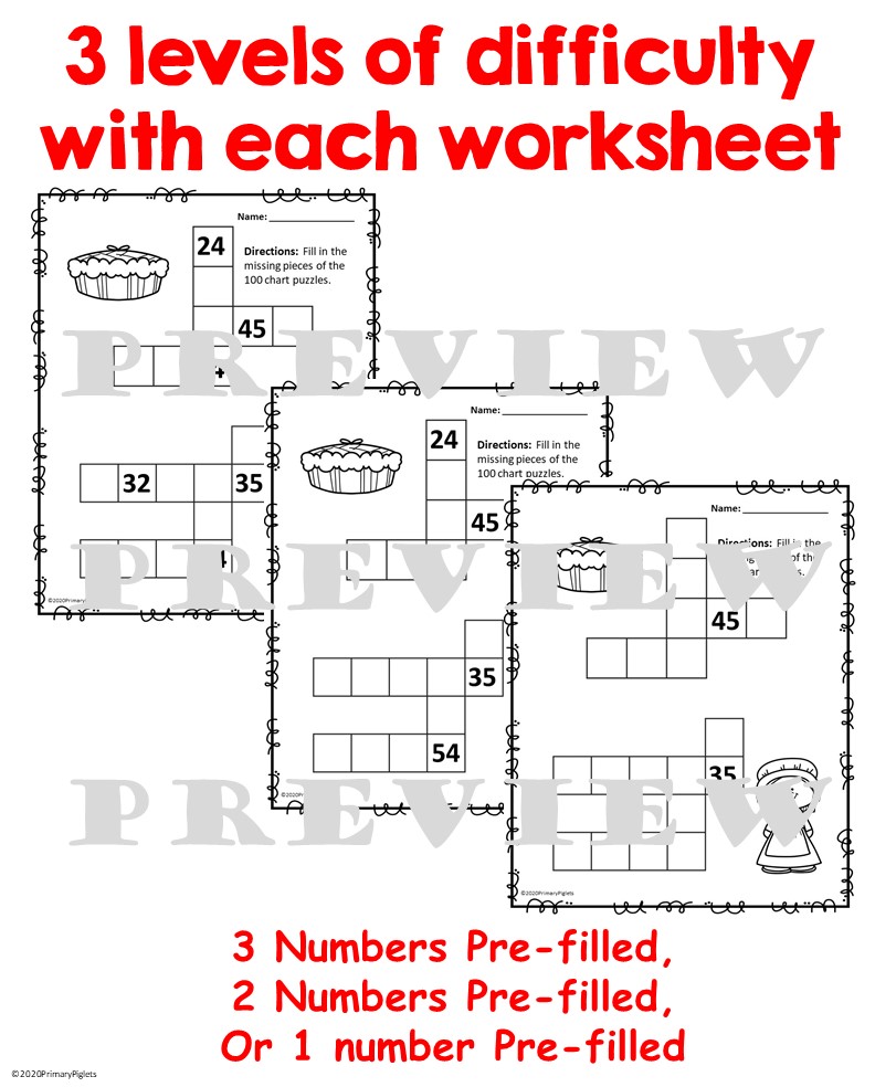 Thanksgiving 100s Charts Worksheets - Made By Teachers