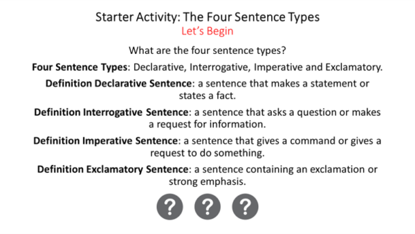 English Literacy: (9) Sentence Types | Made By Teachers